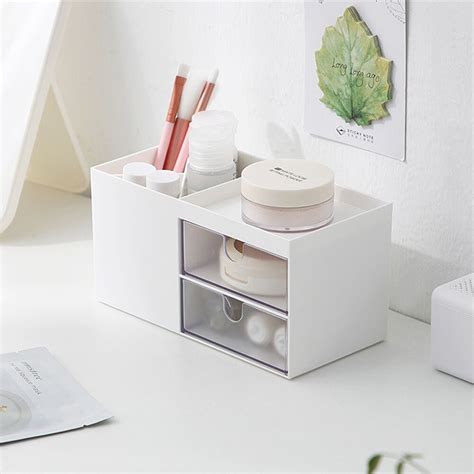 뷰티풀먼데이 심플 2구 화이트 화장품 수납정리함 Bmlm02 위시버킷