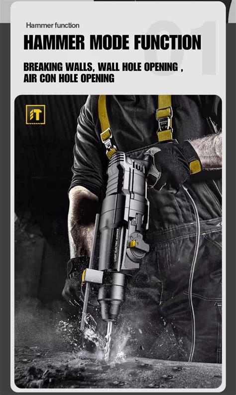 Sonco 2200w Rotary Hammer Drill Power Impact With Handle Chisel