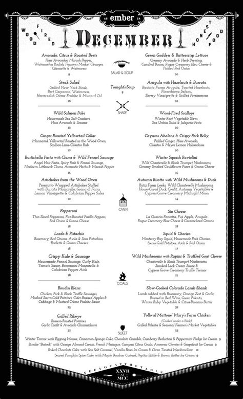 Ember Restaurant Arroyo Grande Menu
