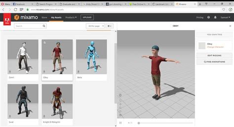 Mixamo Adobe Fuse Online Rigging And Animation Webpage Download Scientific Diagram