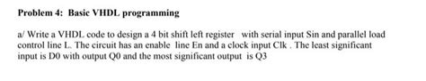 Solved Problem Basic VHDL Programming A Write A VHDL Code Chegg