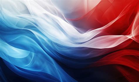 Abstract Flowing Waves In Red White And Blue Colors Creating A Dynamic Background Stock Image