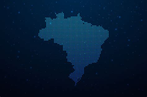 브라질 미래 지향적 인 스타일의지도 별 선 점으로 만든 빛나는 윤곽선 통신 진한 파란색 배경에 인터넷 기술 개념 0명에 대한 스톡 벡터 아트 및 기타 이미지 Istock
