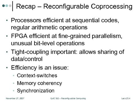 Cpr E Com S 583 Reconfigurable Computing
