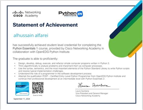 Alhussain Alfarei On Linkedin Cisco Pythonessentials Certification