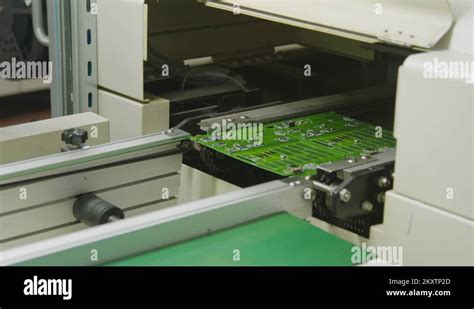 Industrial Setup Printed Circuit Board On The Assembly Line Stock