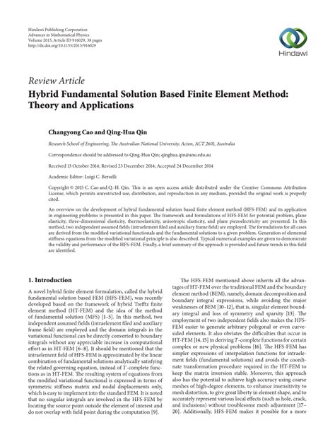 Pdf Hybrid Fundamental Solution Based Finite Element Method Theory And Applications