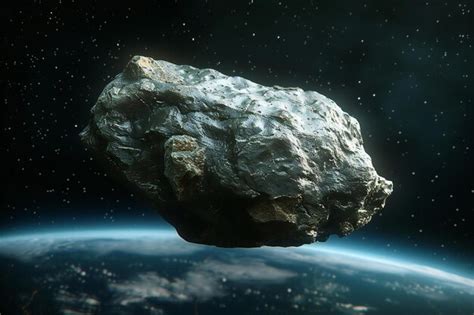 A Small Asteroid Floating In Space With Photorealistic Detail And