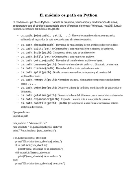 El Módulo Os Path En Python Pdf