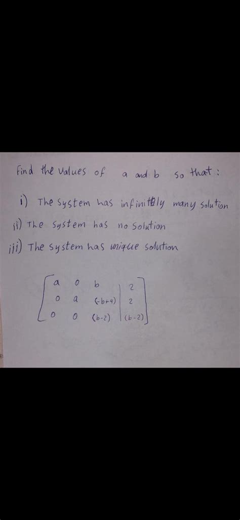 Solved Find The Values Of A And B So That I The System Has Chegg