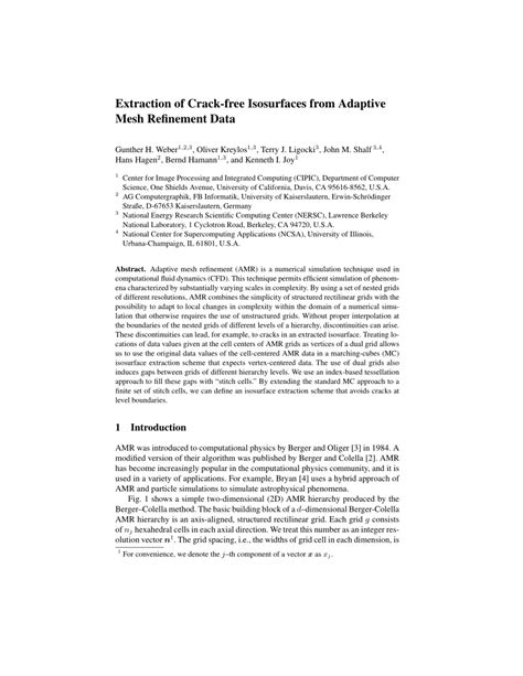 Pdf Extraction Of Crack Free Isosurfaces From Adaptive Mesh Refinement Data
