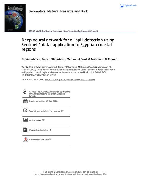 Pdf Deep Neural Network For Oil Spill Detection Using Sentinel 1 Data Application To Egyptian