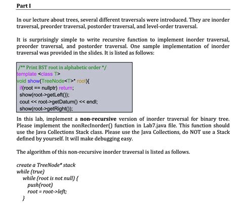 Part I In Our Lecture About Trees Several Different