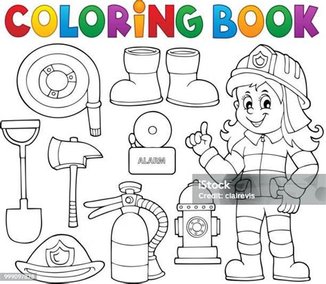 ธีมนักผจญเพลิงสมุดระบายสีชุดที่ 1 ภาพประกอบสต็อก ดาวน์โหลดรูปภาพตอนนี้ นักผจญเพลิง การระบาย