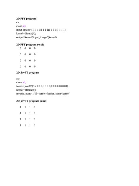2d Fft Program Pdf