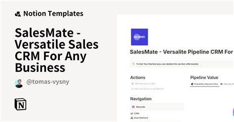 Salesmate Versatile Sales Crm For Any Business Template By Tomas Vysny Notion Marketplace