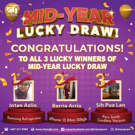 Congratulations To Our 3 Lucky Johor Bahru City Square