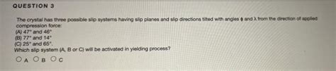 Solved QUESTION The Crystal Has Three Possible Slip Chegg