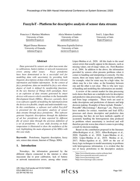 Pdf Fuzzyiot Platform For Descriptive Analysis Of Sensor Data Stream
