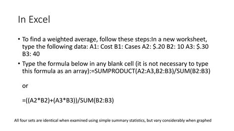Simplified Weighted Mean Formula