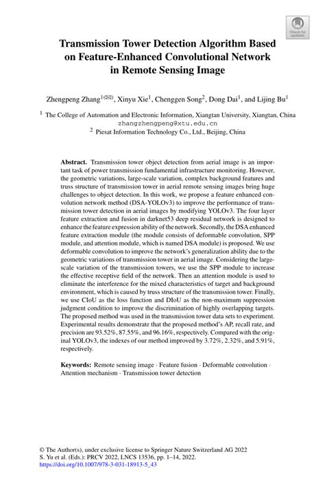 Pdf Transmission Tower Detection Algorithm Based On Feature Enhanced
