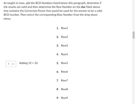Solved As Taught In Class Add The BCD Numbers Listed Below Chegg Com