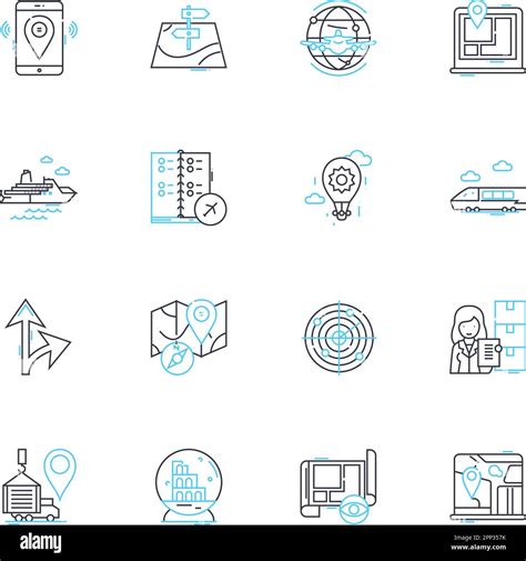 Planetary Migration Linear Icons Set Exoplanets Gravitational Orbit