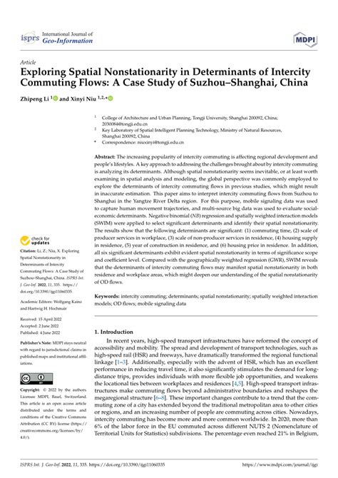 Pdf Exploring Spatial Nonstationarity In Determinants Of Intercity