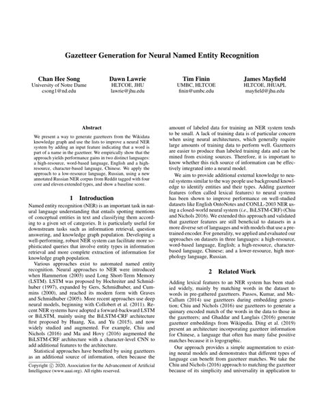 Pdf Gazetteer Generation For Neural Named Entity Recognition