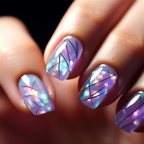 Premium Ai Image Platinum Prism Nails Design With A Prismlike Effect