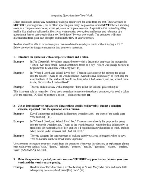 Integrating Quotations Into Your Work 2 Pdf Comma Ellipsis