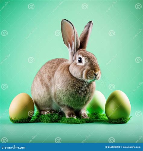 Cute Rabbit Easter Bunny Generative Ai Stock Illustration