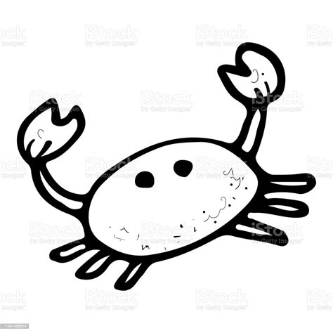 낙서 스타일의 게 벡터 그림 갈고리 발톱에 대한 스톡 벡터 아트 및 기타 이미지 갈고리 발톱 갑각류 검은색 Istock