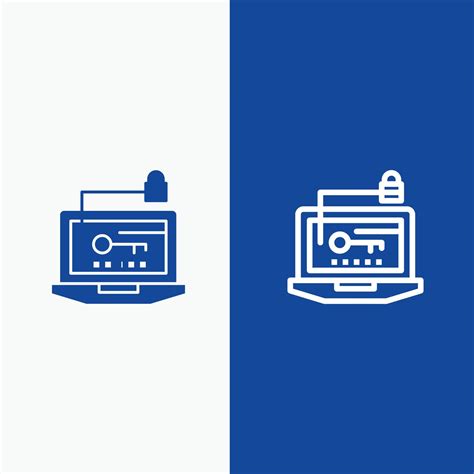 Access Computer Hardware Key Laptop Line And Glyph Solid Icon Blue