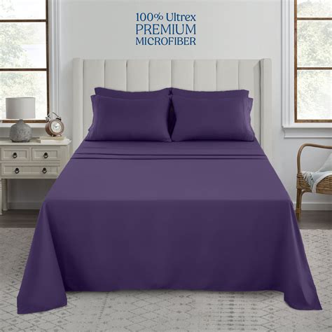 Satin Sheets King 4 Piece Purple Hotel Luxury Silky Bed Sheets Extra Soft 1800 Microfiber