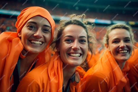 Premium Ai Image Dutch Female Football Soccer Fans In A World Cup