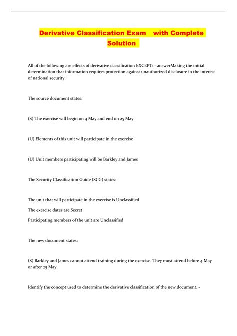 Derivative Classification Exam With Complete Solution Derivative Classification Stuvia Us