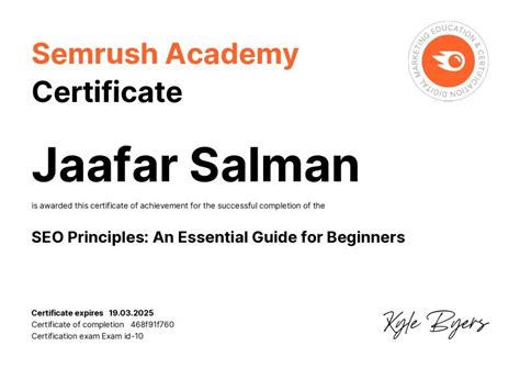Jaafar Salman On Linkedin Seo Principles Certificate Semrush Academy