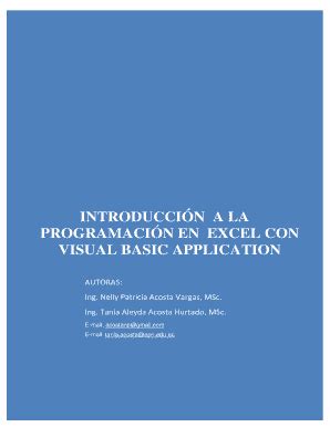 Fillable Online INTRODUCCIN A LA PROGRAMACIN EN EXCEL CON Fax Email Print PdfFiller