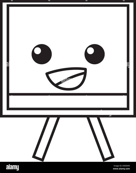 Line Happy And Cute Board Object Kawaii Vector Illustration Stock
