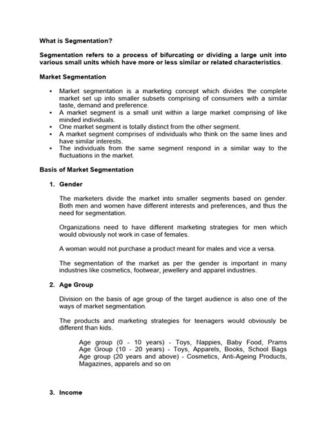 Lecture 6 Notes 1 Pdf Marketing Market Segmentation