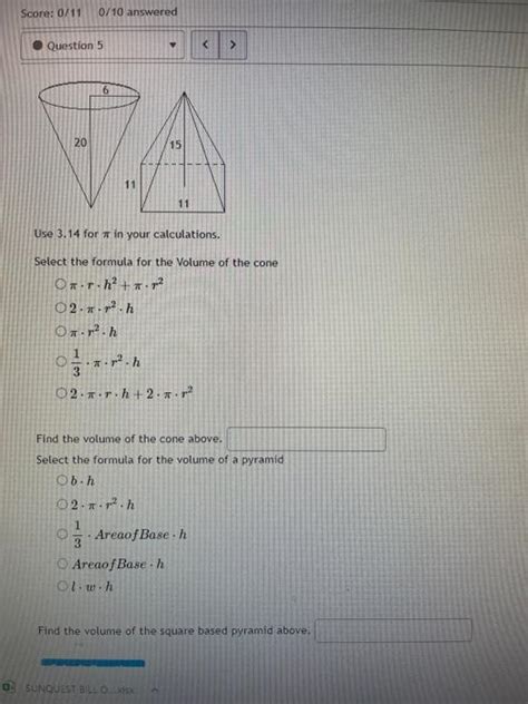 Solved Use 3 14 for π in your calculations Select the Chegg com