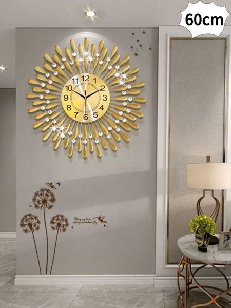 Dfksd Часы настенные Круглые кристаллыбесшумные настенные украшения 60 см купить C