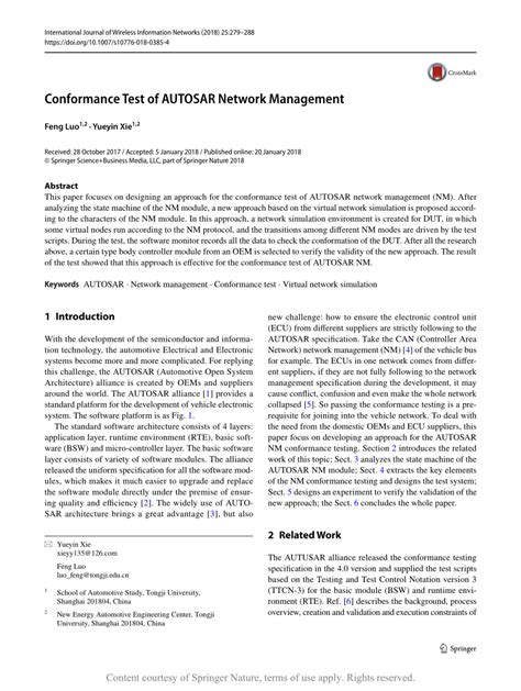 Conformance Test Of Autosar Network Management Request Pdf