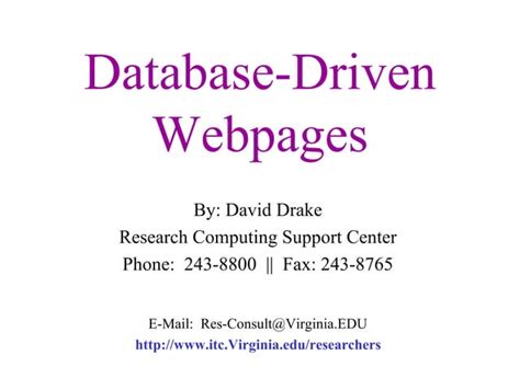Database Driven Web Pages Ppt
