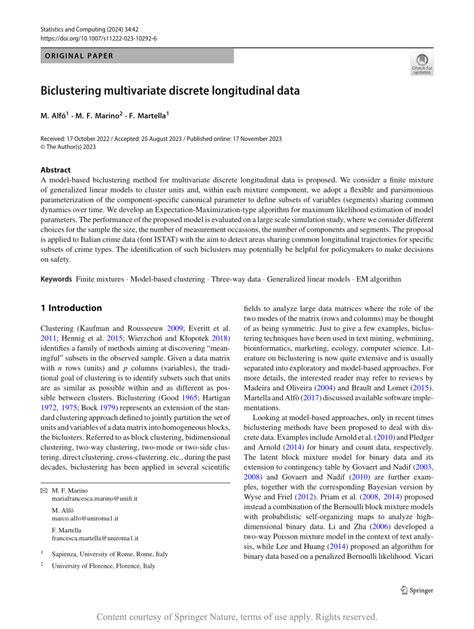 Pdf Biclustering Multivariate Discrete Longitudinal Data