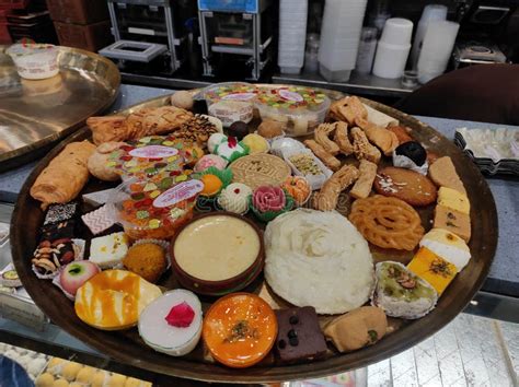 Large Variety Of Indian Bengali Sweet Dish Served On A Big Plate With