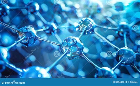 Abstract Blue Molecular Structure 3d Rendered Science Background Stock Illustration
