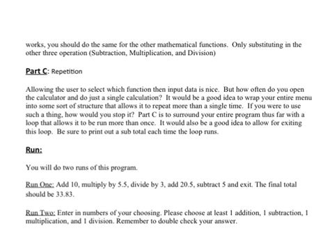 Solved Lab Simple Calculator Using An If Or Switch Chegg