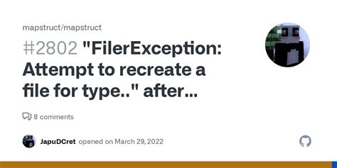 Filerexception Attempt To Recreate A File For Type After Upgrading